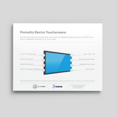 Product Data Sheets - Promultis Touchscreen Technology