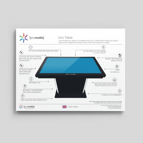 Product Data Sheets - Promultis Touchscreen Technology